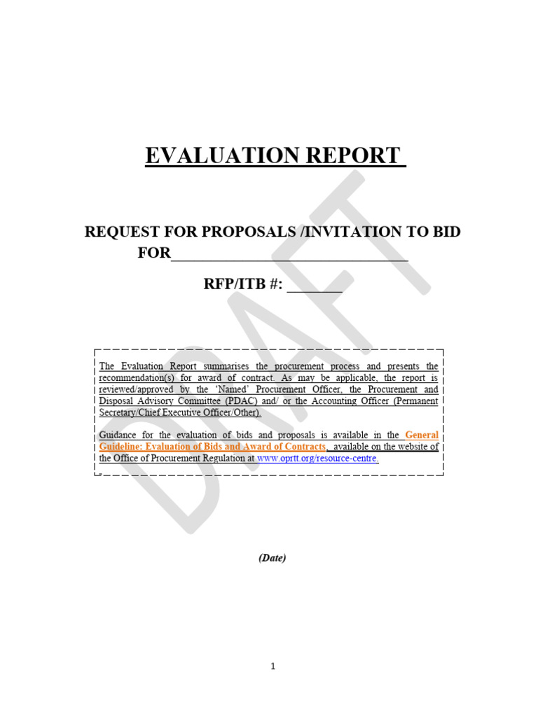Tender Evaluation Report Template | Download Free PDF | Request For ...