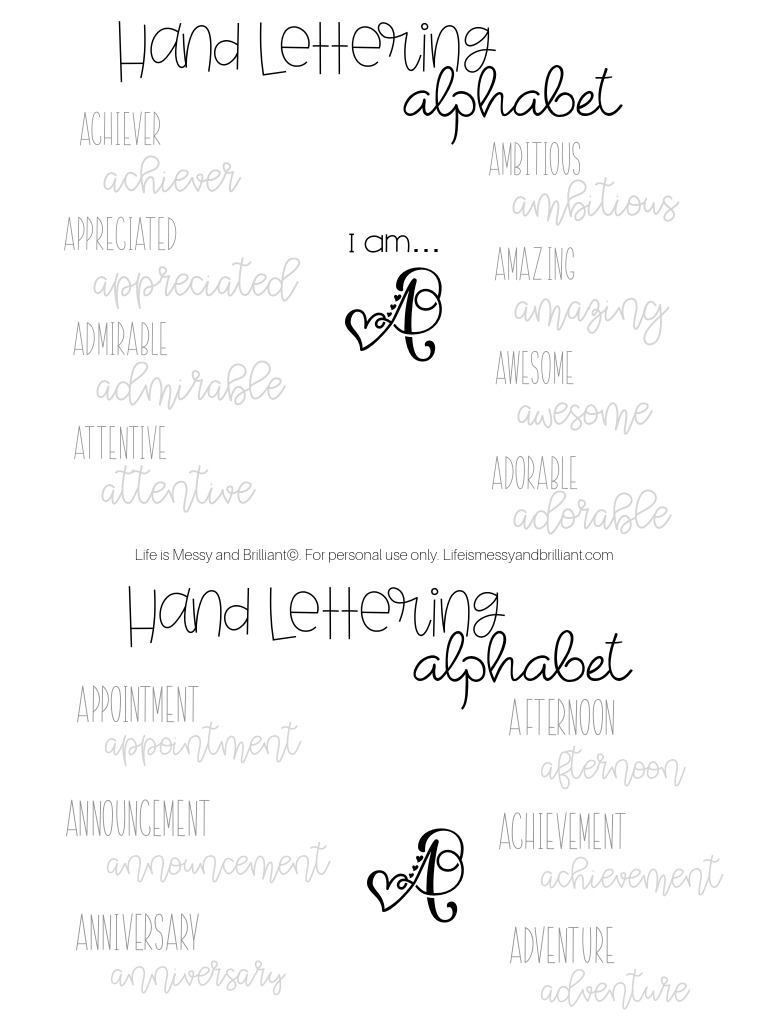 Letter A - Hand Lettering Alphabet Printable | PDF