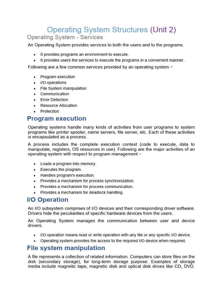 Operating System Structures (Unit 2) | PDF | Kernel (Operating System) | Operating System