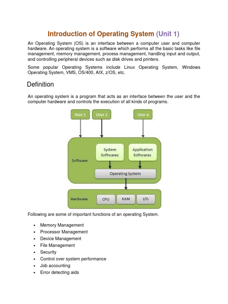 Introduction of Operating System (Unit 1) | PDF | Operating System | Process (Computing)