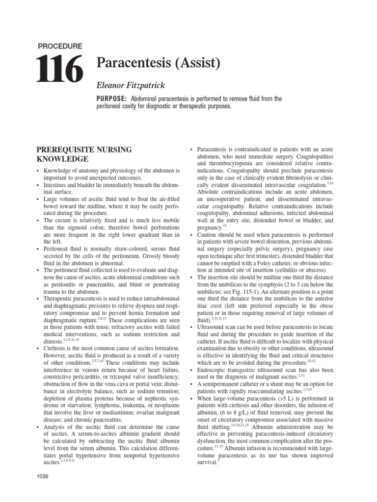Paracentesis | PDF | Diseases And Disorders | Medicine