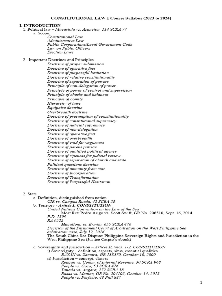 Consitutional Law I | PDF | Government | Justice