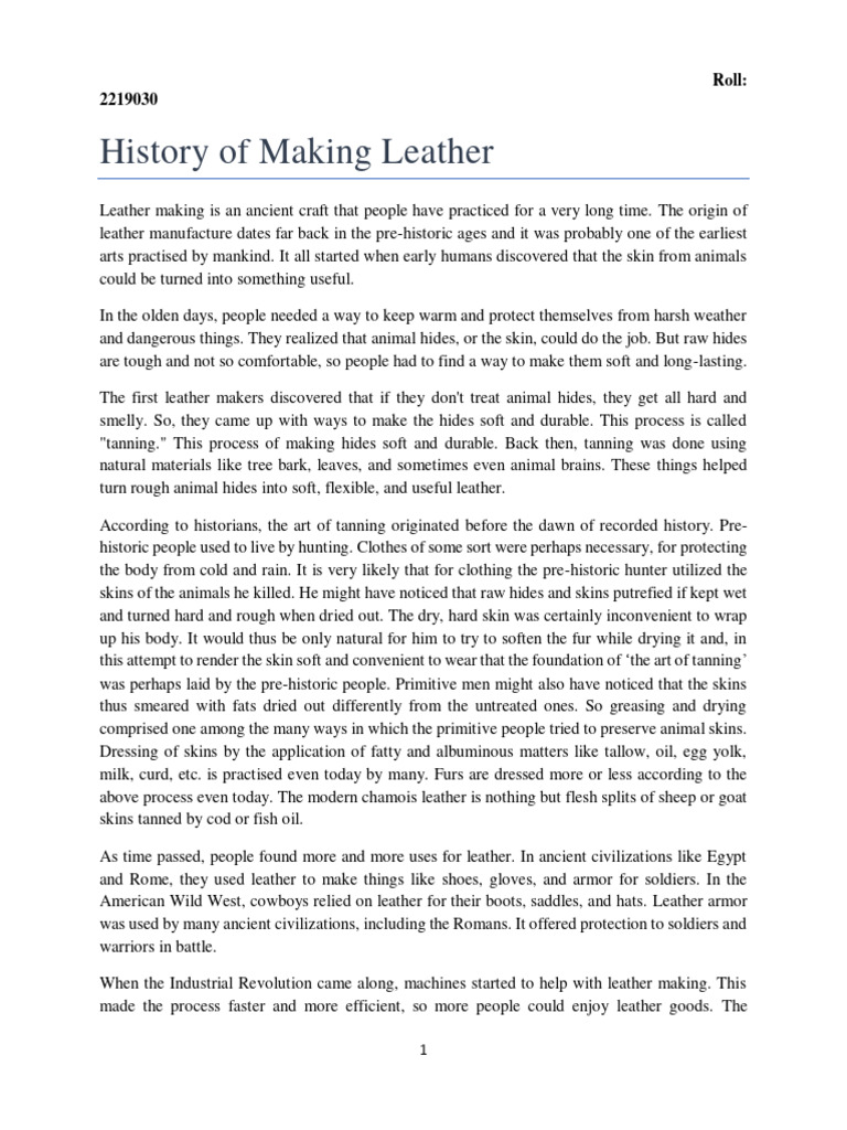 History of Making Leather | PDF | Leather | Hide (Skin)