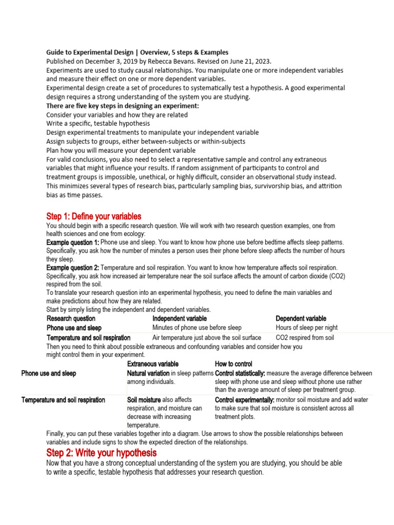 Guide To Experimental Design | Download Free PDF | Experiment | Dependent And Independent Variables