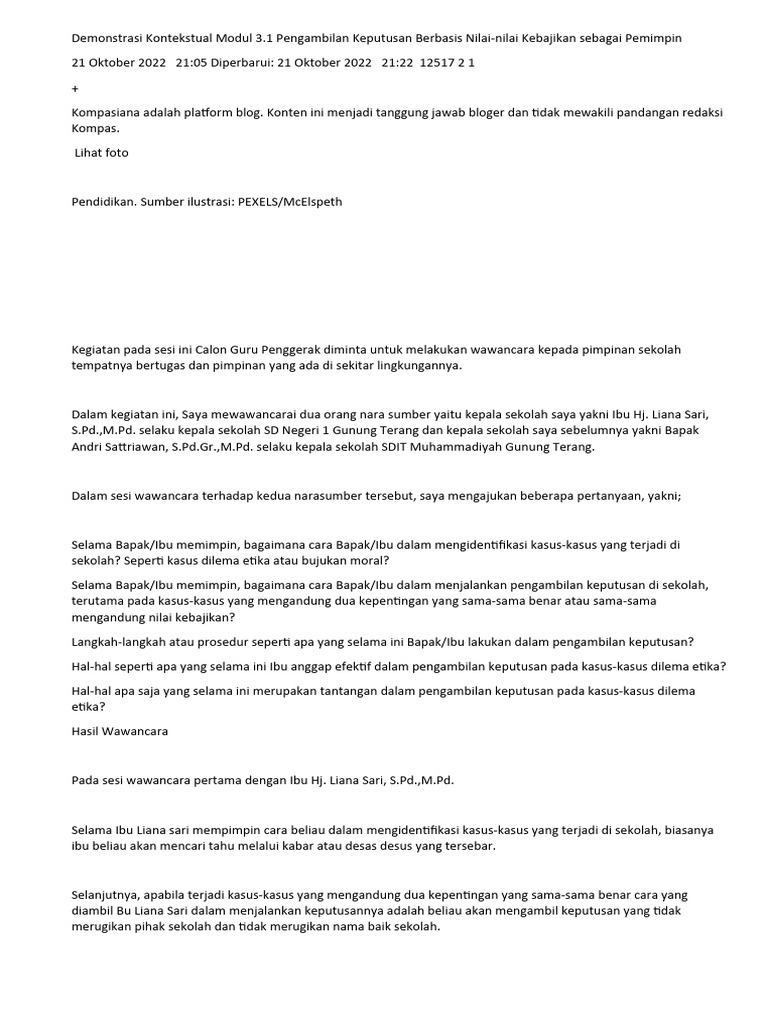 Contoh Demonstrasi Kontekstual Modul 3 | PDF