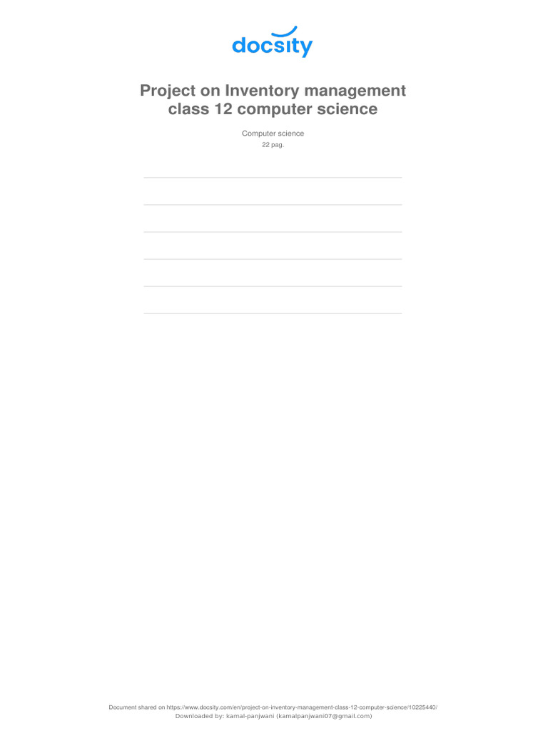 Docsity Project On Inventory Management Class 12 Computer Science | PDF | Software | User ...