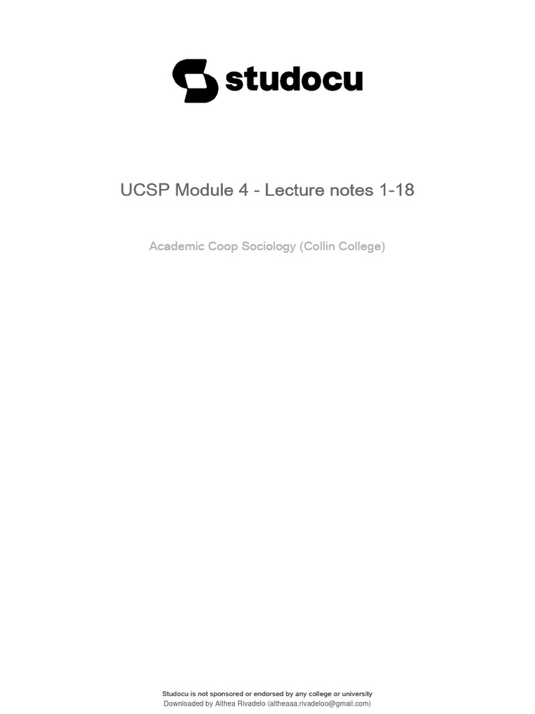 Ucsp Module 4 Lecture Notes 1 18 | PDF | Homo | Cultural Heritage