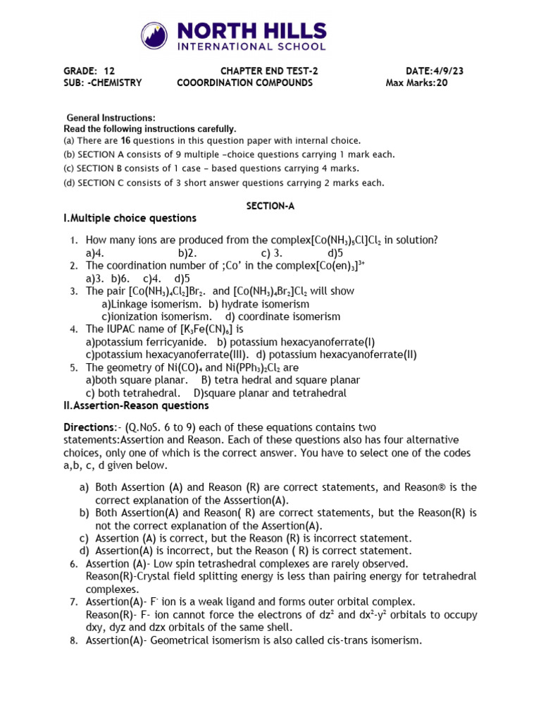 Coordination Compounds Cet-2 | PDF | Coordination Complex | Chemical Bond