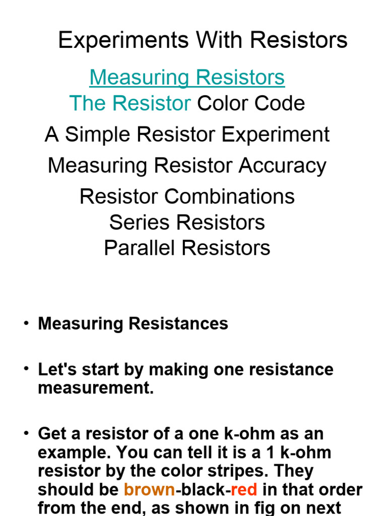 Resistor Experiments & Measurements | PDF | Resistor | Electrical ...