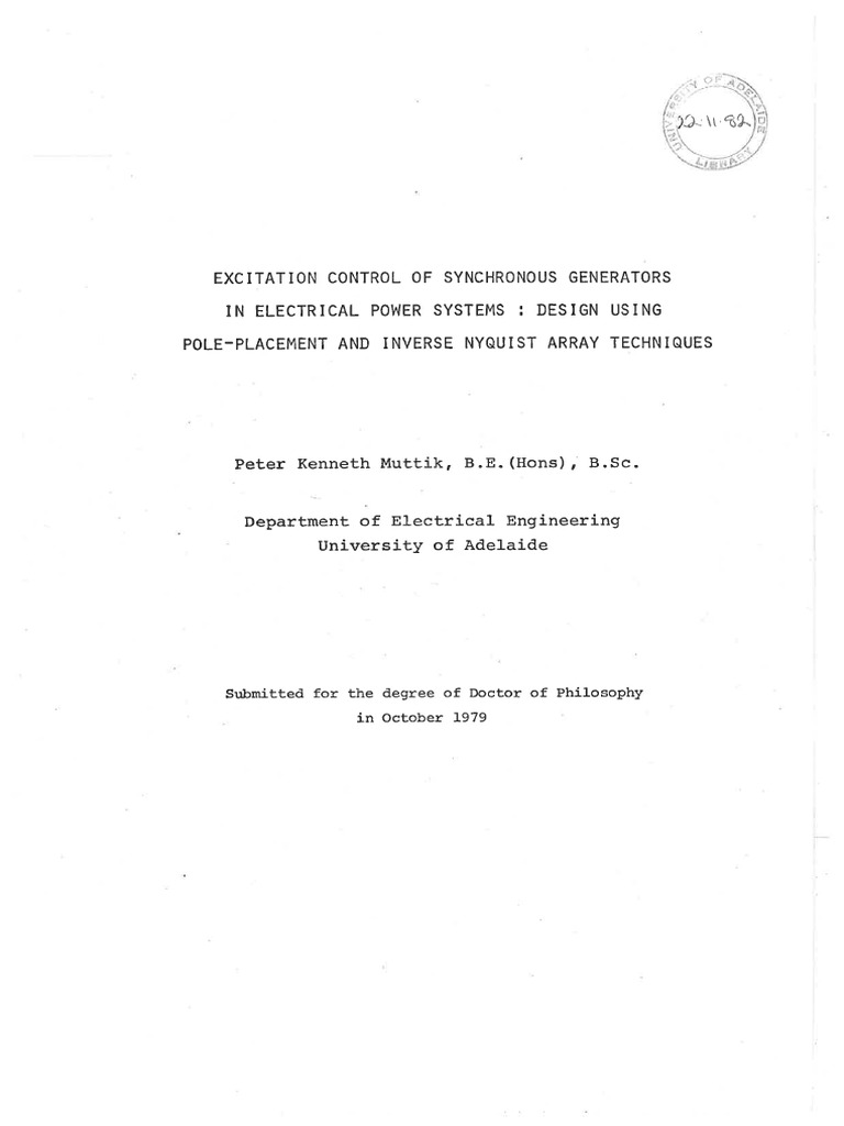 Excitation Control of Syn - Generator | PDF | Control Theory | Mathematical Optimization
