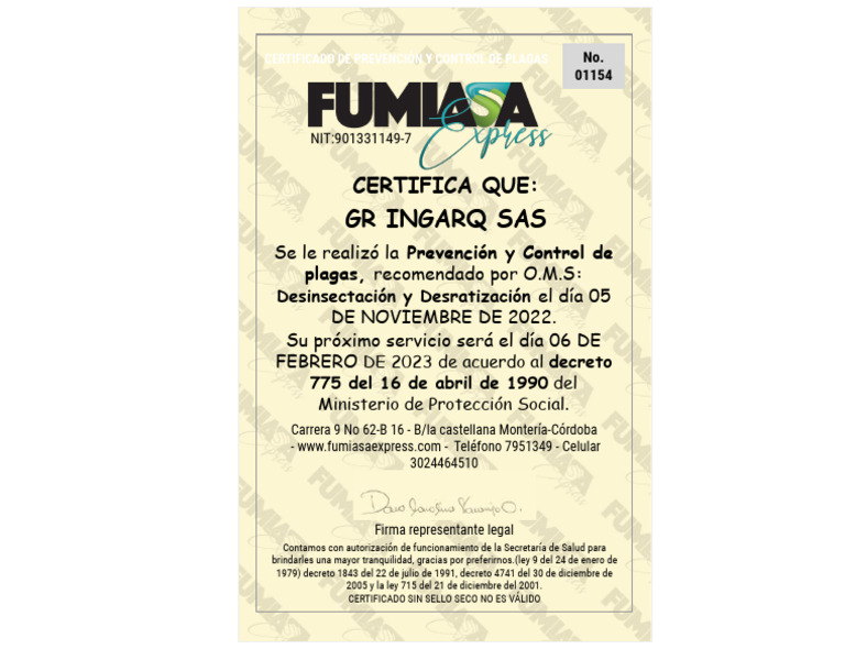 Certificado-GR INGARQ | PDF