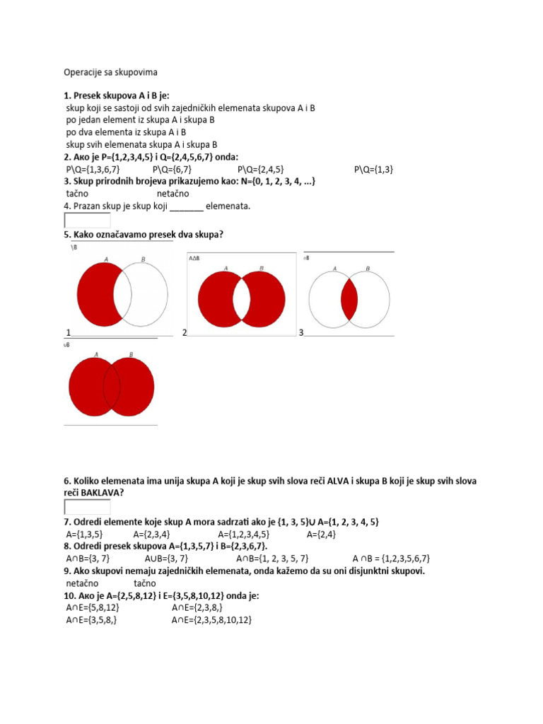 Operacije Sa Skupovima | PDF