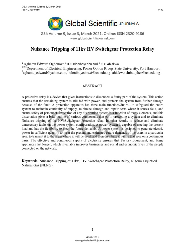 Nuisance Tripping in 11kV Switchgear | PDF | Relay | Electronic Circuits