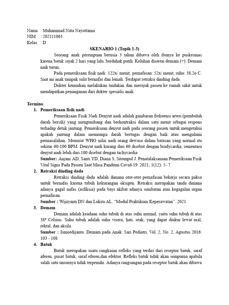 D - 202111063 - Muhammad Nata Nayottama - Skenario 1 IKK 1 | PDF