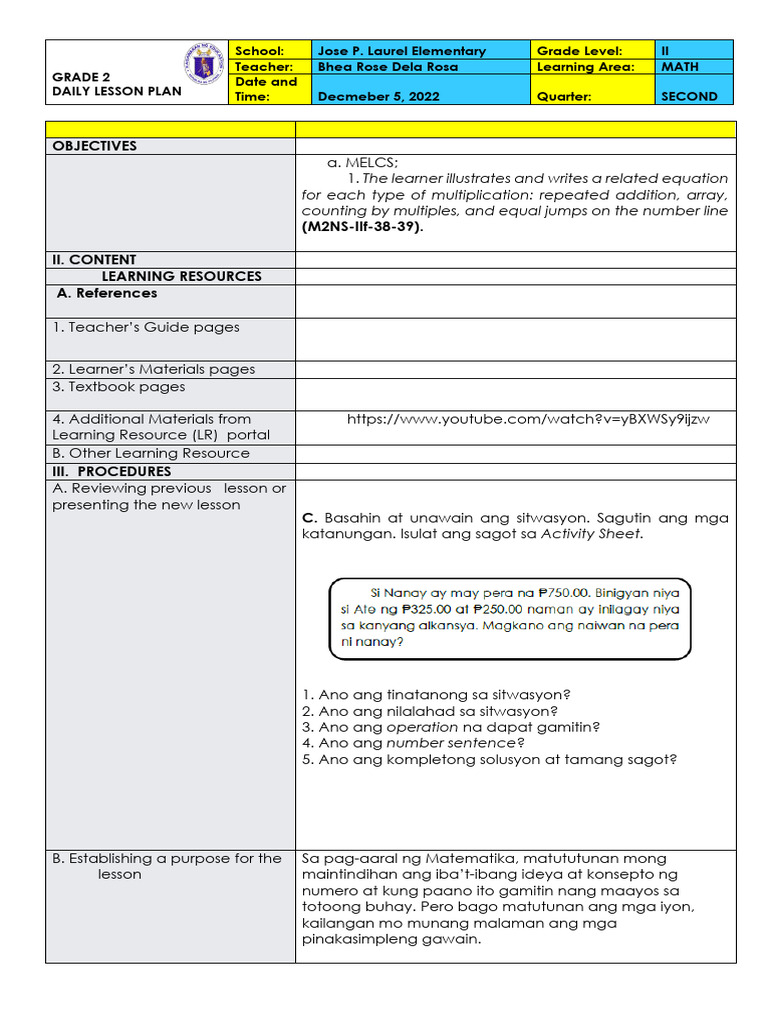 Q2-W5-MATH DLP Nov-28-22 | PDF