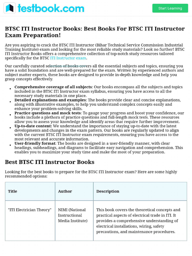 BTSC ITI Instructor Books - Best Books For BTSC ITI Instructor Exam ...