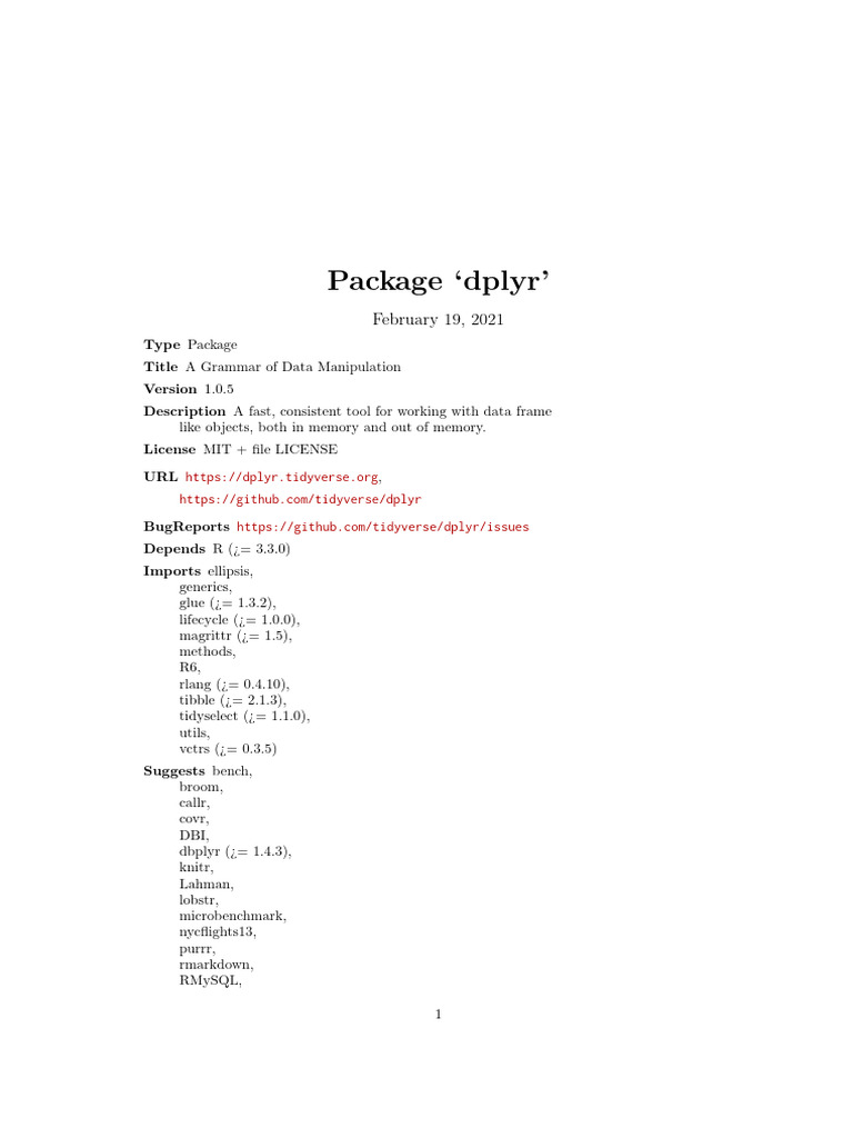 Manual Dplyr | PDF | Parameter (Computer Programming) | Anonymous Function