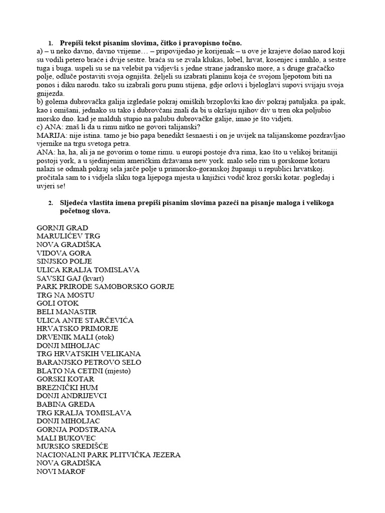 Pravopis Vježba | PDF