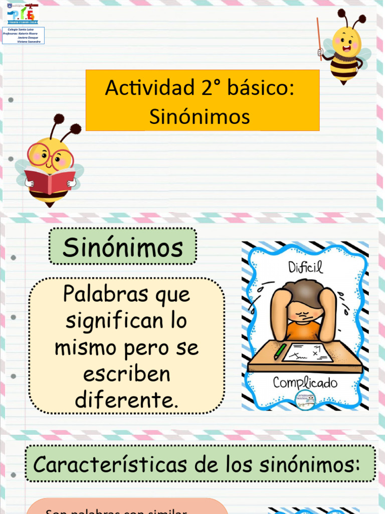Actividad de Sinonimos 2° Básico | PDF | Lingüística | Semántica léxica