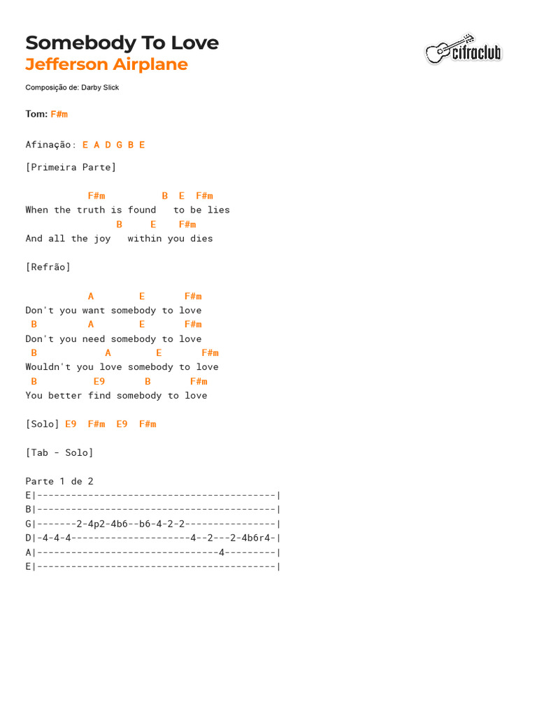 Somebody To Love | PDF | American Pop Songs | Rock Music