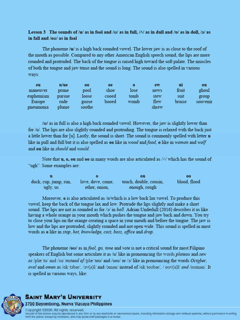 Lesson 3 PSEP | PDF | Vowel | Phonetics