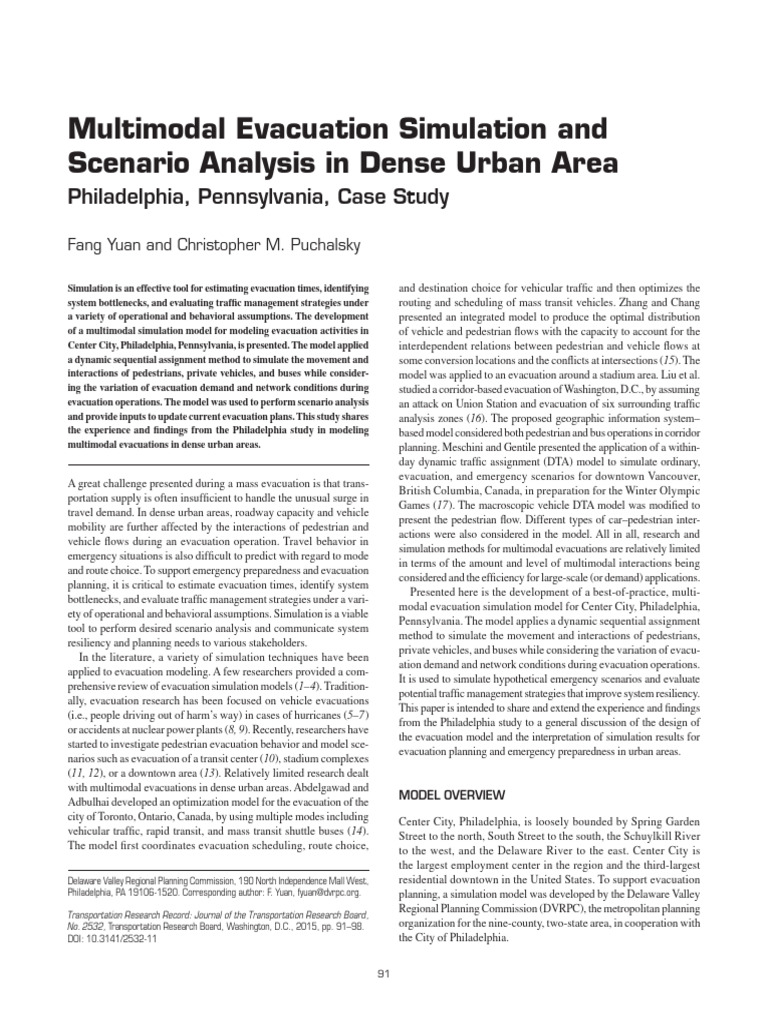 Multimodal Evacuation Simulation and Scenario Analysis in Dense Urban Area | PDF | Traffic ...