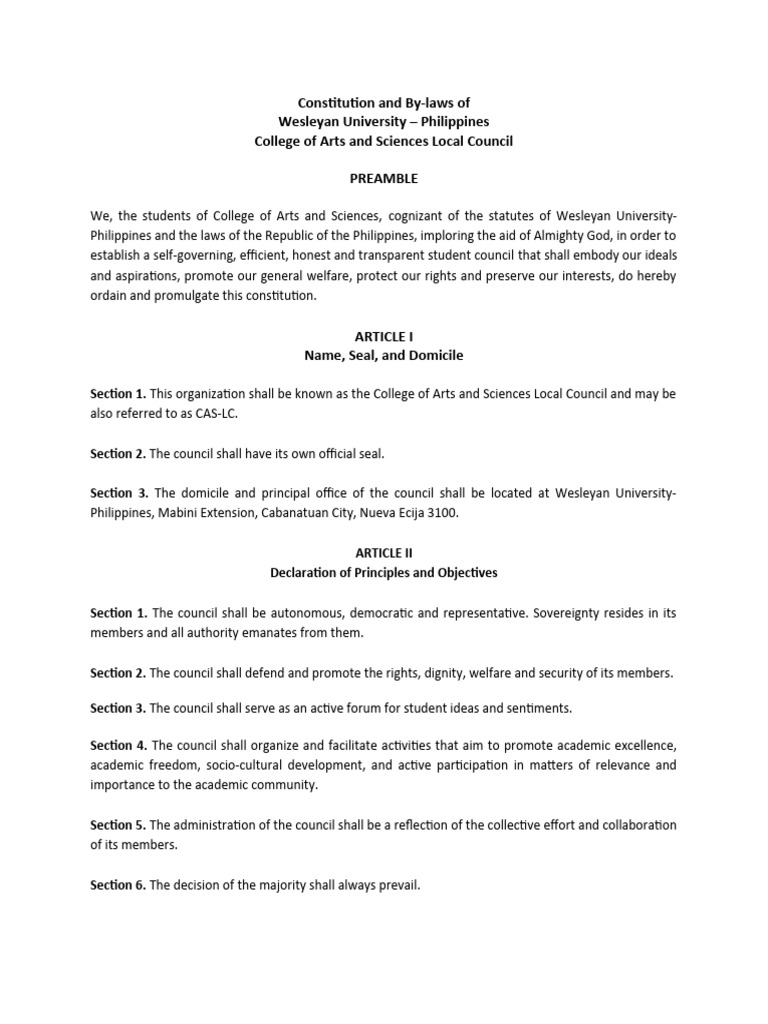 Constitution and Bylaws of CAS LC | PDF | Impeachment | Constitutional ...