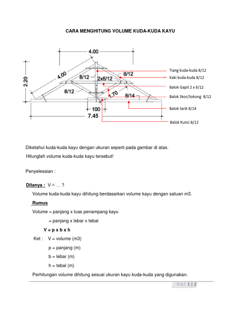 Menghitung Volume Kuda-Kuda Kayu | PDF