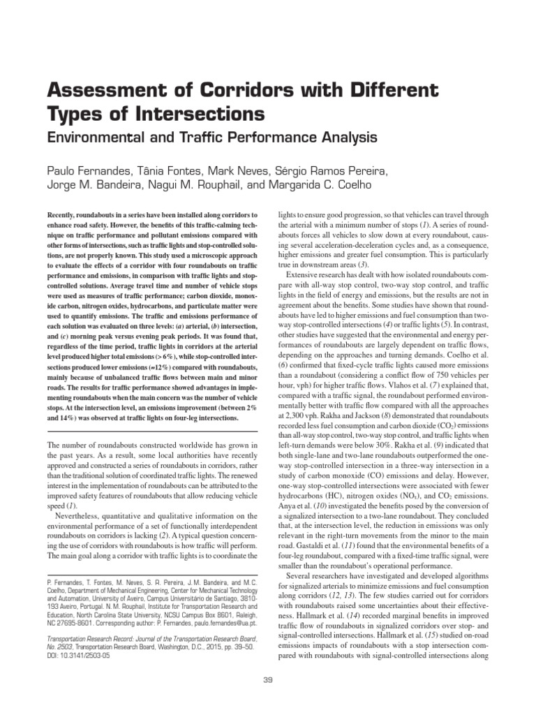 Roundabouts vs. Traffic Lights: Emissions Study | PDF | Traffic ...