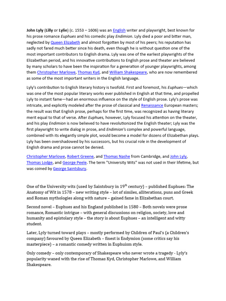 John Lyly | PDF