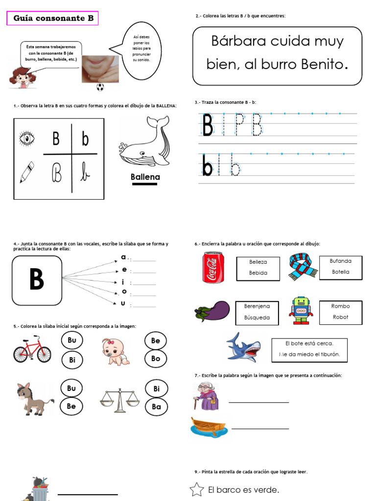 Actividades con la consonante B | PDF | Lingüística