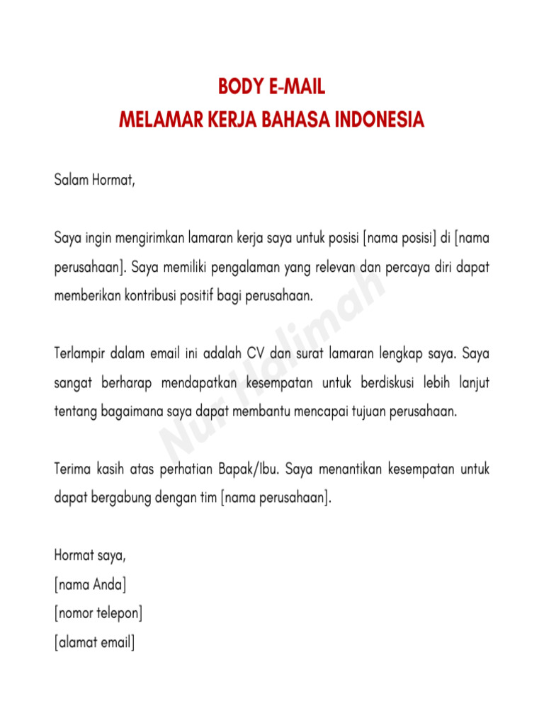Contoh Body Email Lamaran Kerja | PDF | Karier & Perkembangan | Bisnis