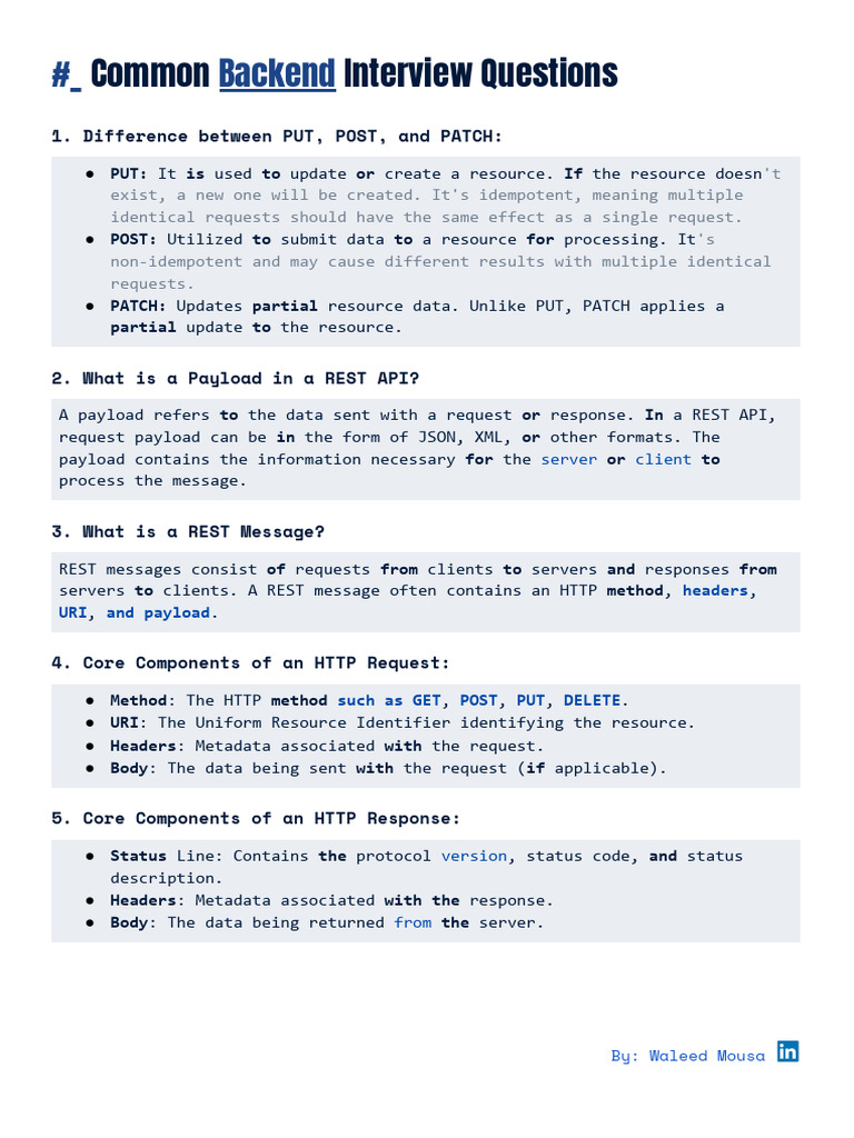 Common Backend Interview Questions | PDF | Representational State Transfer | Computer Science