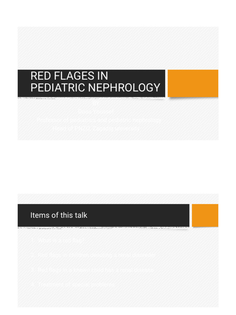 Pediatric Kidney Red Flags | PDF | Causes Of Death | Kidney