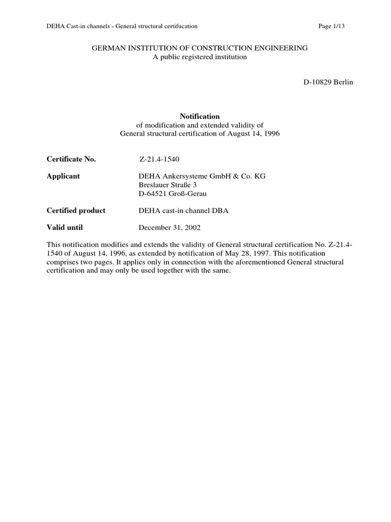 Dbacert Deha Cast in Chanel DBA | PDF | Screw | Concrete