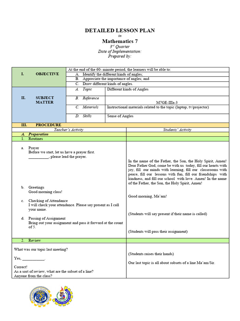 DLP Group 2A Different Kinds of Angles | PDF | Angle | Learning