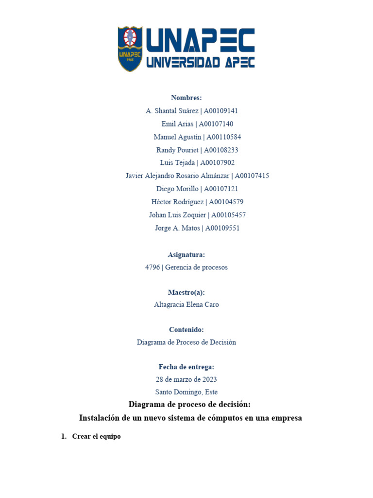 Diagrama de proceso de Decisión - Gerencia de procesos | PDF | Business ...