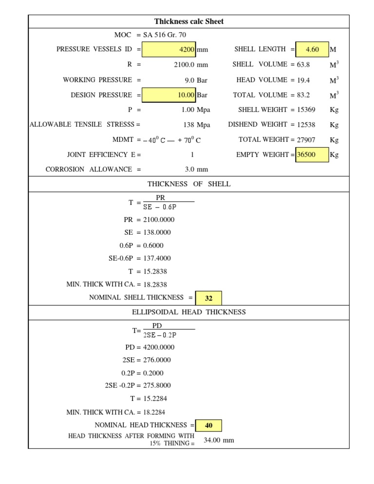 Thickness Calc | PDF