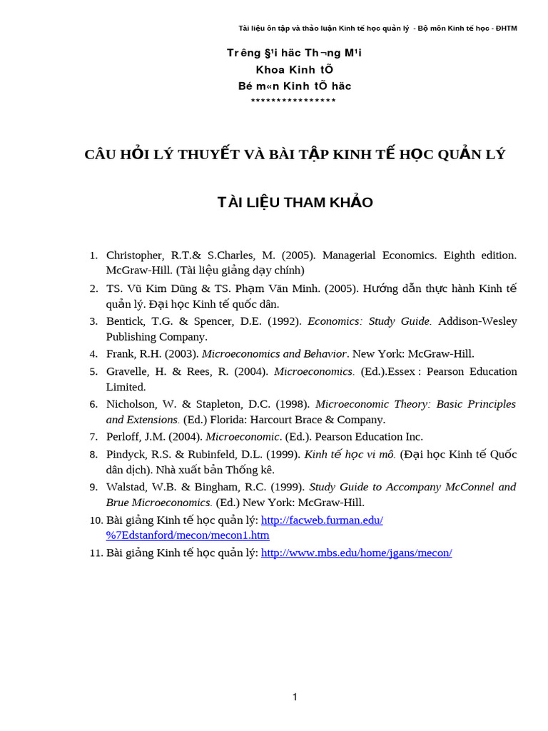 Bai Tap Kinh Te Hoc Quan Ly Co Loi Giai Vieclamvui | PDF
