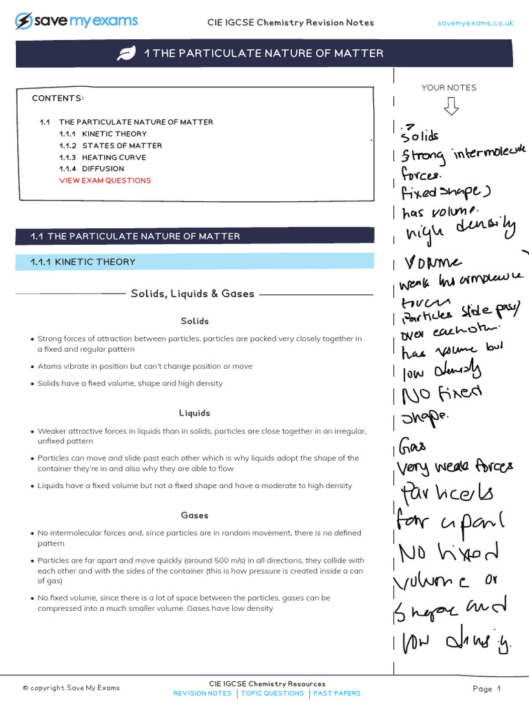1.the Particulate Nature of Matter | PDF | Gases | Liquids