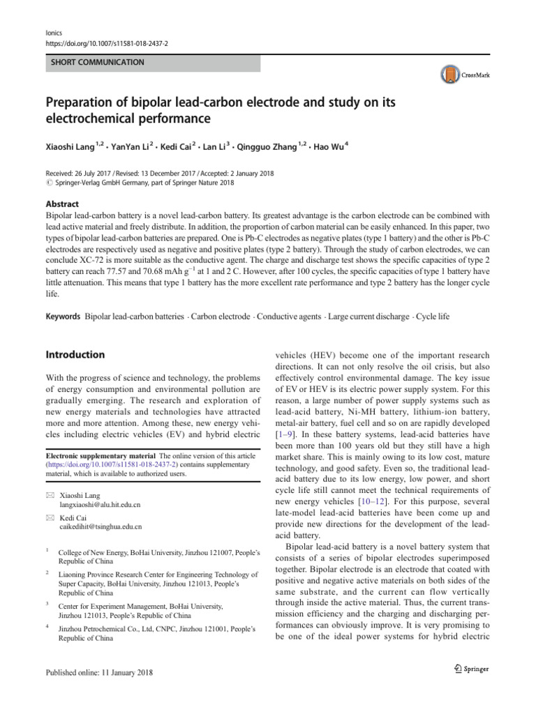 Bipolar Battery | Download Free PDF | Electrode | Electrochemistry