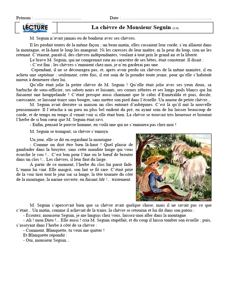 La Chevre de M. Seguin 1ere Partie | PDF