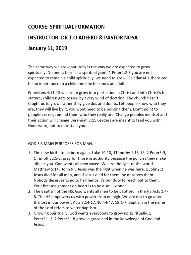 Spiritual Formation | PDF | Jesus | Born Again