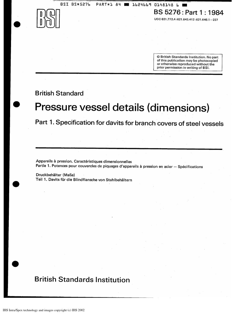 BS 5276-1 Davits For Branch Connections | PDF | Computers