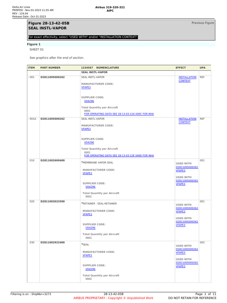 Airbus 319-320-321 - (AIPC) (28-13-42-05B SEAL INSTL-VAPOR) | PDF | Aviation | Transport