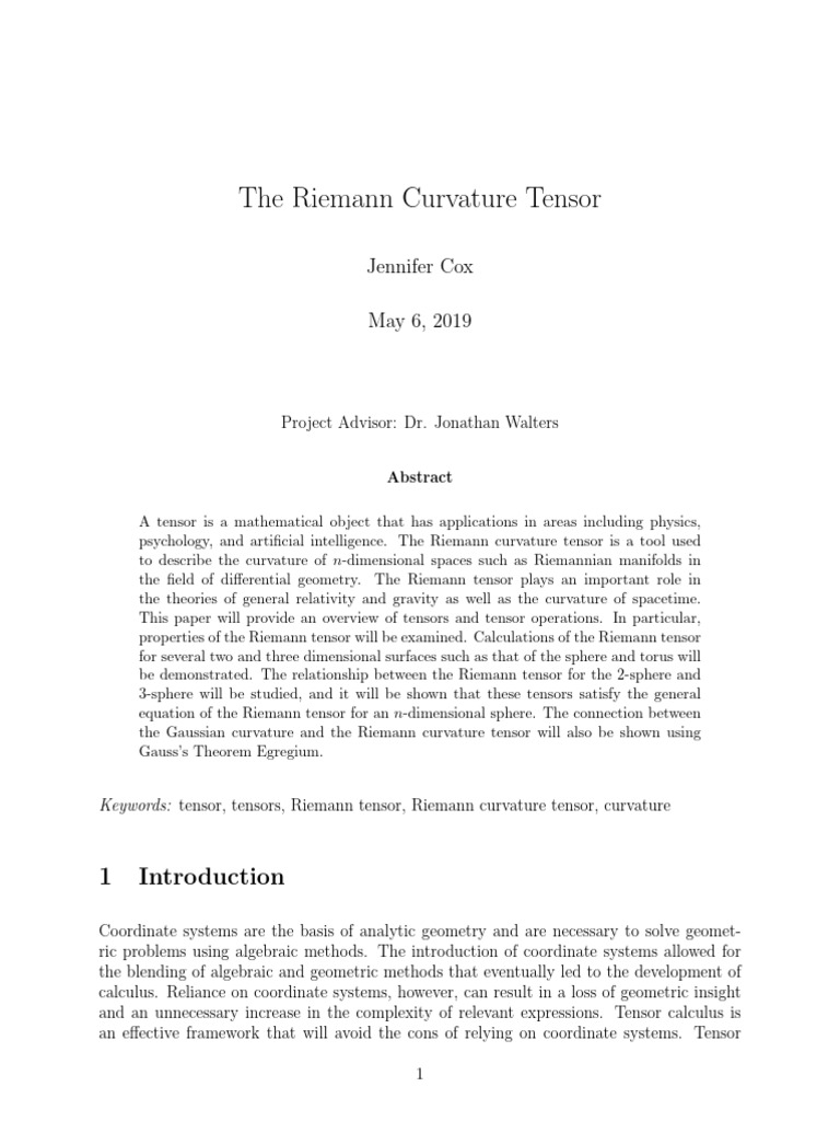 The Riemann Curvature Tensor | PDF | Tensor | Euclidean Vector