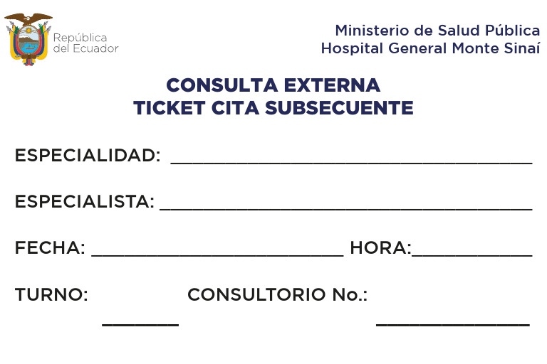 Ticket de Cita Subsecuente Hospital Monte Sinaí | PDF | Negocios