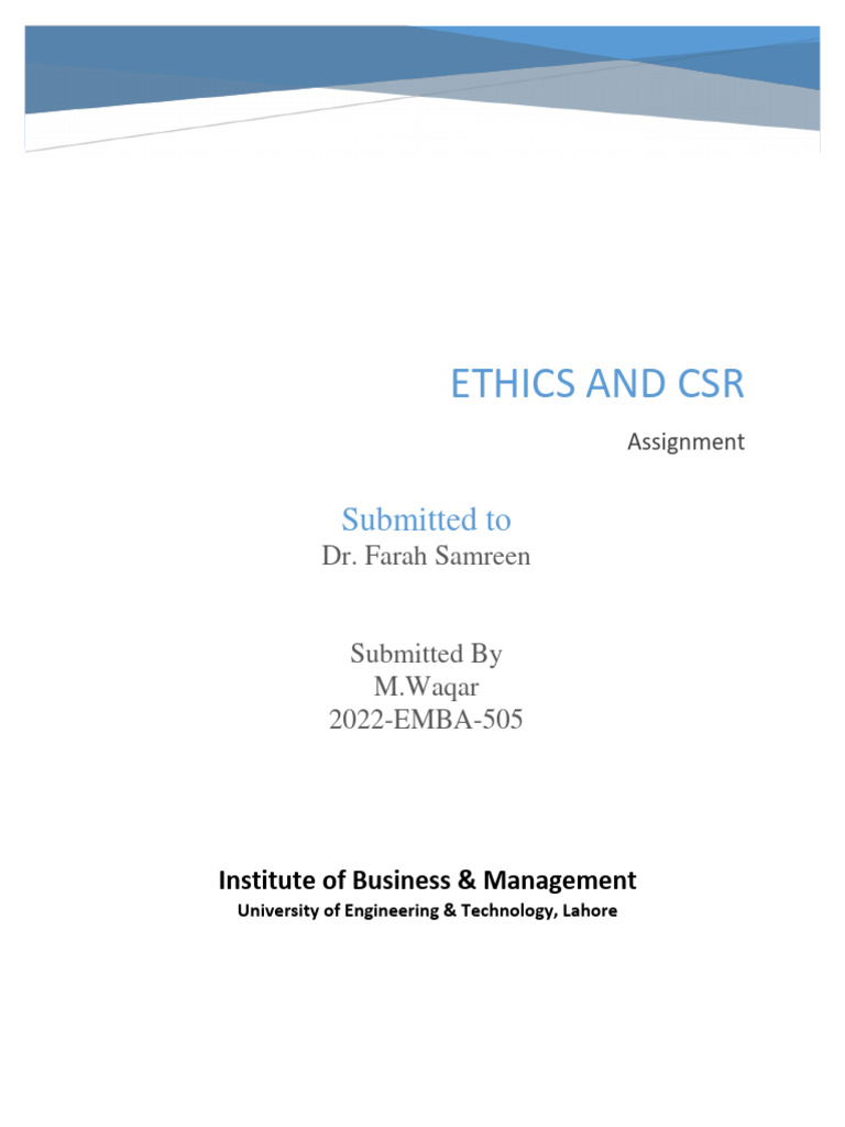 Ethics and CSR | PDF | Corporate Social Responsibility | Leadership