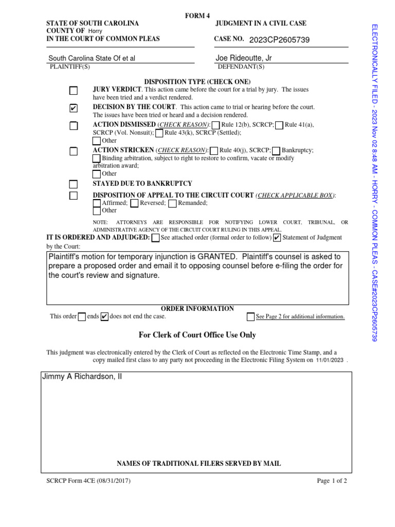 Yellow House Temporary Injunction Granted | PDF | Virginia Circuit ...