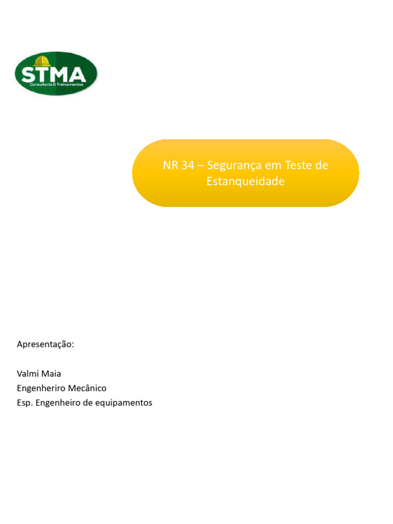 Treinamento NR34 Estanqueidade | PDF | Pressão